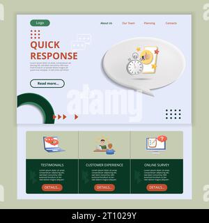 Quick response flat landing page website template. Positive feedback ...