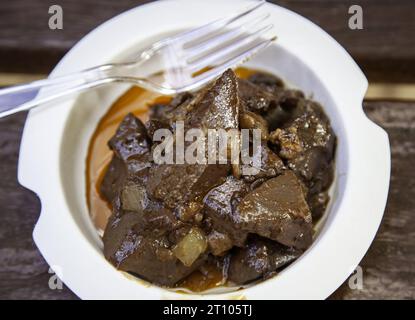 Detail of a typical Spanish blood dish, culinary tradition Stock Photo ...