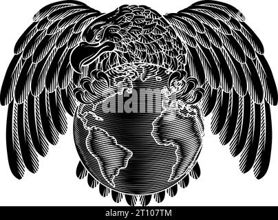 Eagle World Globe Map Earth Global Gold Planet Stock Vector Image & Art ...
