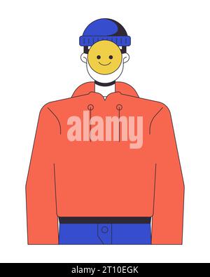 Identity thief emoji mask on face flat line black white vector ...