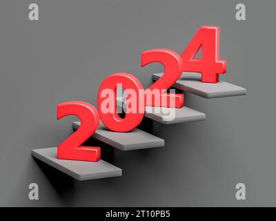 2024 Happy new year. Number 2024 and pin with most popular landmarks of ...