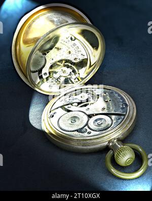Vintage watch closeup showing cogs workings jewels and springs Stock ...