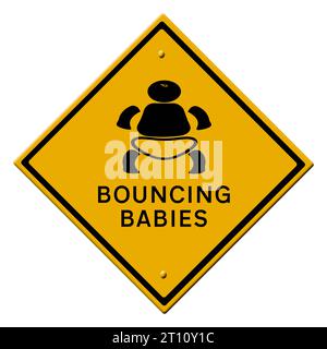 Digital composite Warning sign - Bouncing baby. Credit: Imago/Alamy ...