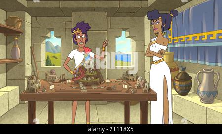 KRAPOPOLIS, from left: Deliria (voice: Hannah Waddingham), Hermes ...