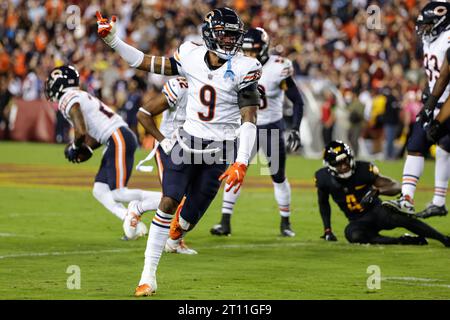 Chicago Bears defensive back Jaquan Brisker (9) stands for the national ...