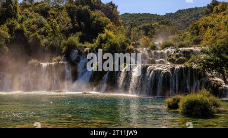 picturesque multiple cascades of the roski slap waterfalls in the krka ...