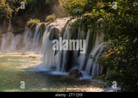 picturesque multiple cascades of the roski slap waterfalls in the krka ...