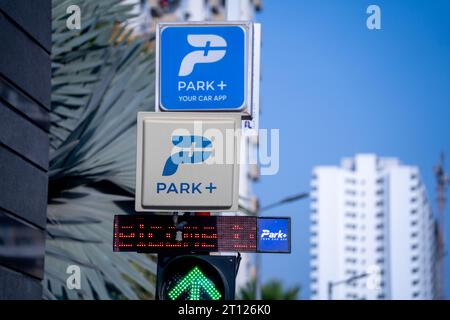 Indian startup Parkplus sensory and sign posts at entry to shopping ...