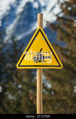 Warning sign for a Helicopter Landing Zone Stock Photo - Alamy