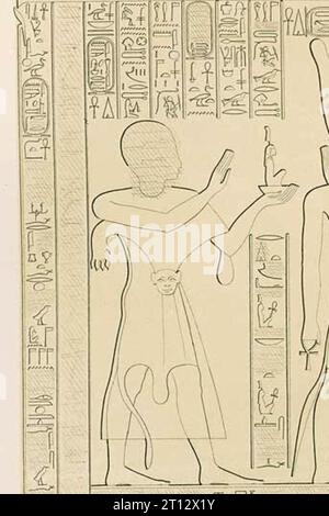 Drawing of the Theban High Priest of Amun Herihor, depicted on a relief ...