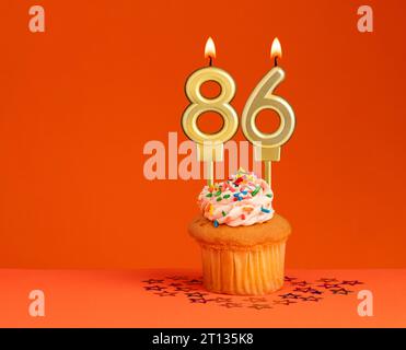 Number 86 candle - Birthday card design in yellow background Stock ...