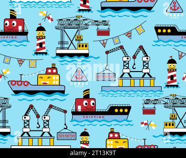 Seamless pattern with colorful sea elements, corals, seaweeds, shells ...
