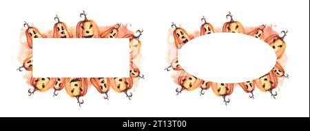 Halloween oval and square banner, frame set with spills splatters and ...
