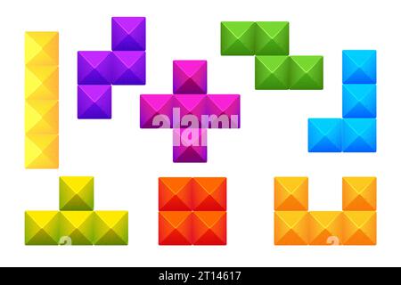 Game bricks set, colorfull blocks, puzzle in cartoon style isolated on ...
