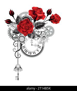 Rosehip flower bouquet Outline black and white drawing. Doodle style ...