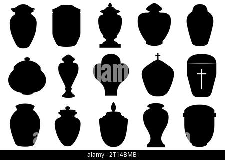 Illustration of different funeral cremation urns isolated on white ...