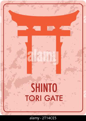 A vector cartoon illustration of a Tori Gate symbolizing the Shinto ...