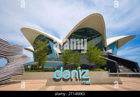 An exterior view of the iconic, sail-like facade of the Deniz shopping ...