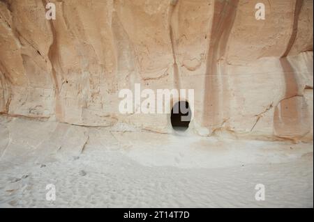 Entrance to an abandoned karst cave closeup. Sinai, Egypt Stock Photo ...