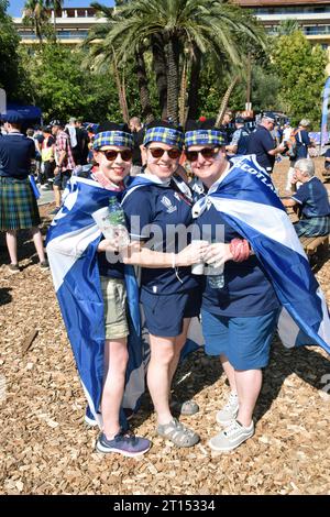 Scottish rugby fans in the rugby fan village, during World Rugby Cup ...