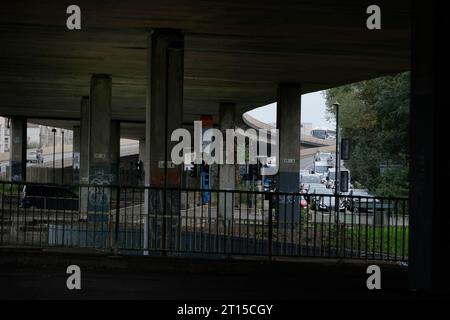 The M32 flyover in Eastville, Bristol showing the mural of local legend ...