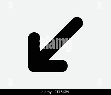 Bottom Left Arrow Point Pointing Directions Navigation Black White Silhouette Sign Symbol Icon ...