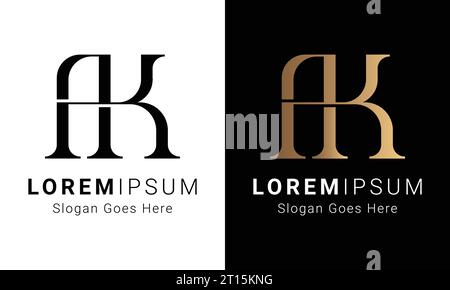 Luxury Initial AK or KA Monogram Text Letter Logo Design Stock Vector ...