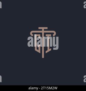 GI logo initial with pillar icon design, luxury monogram style logo for ...