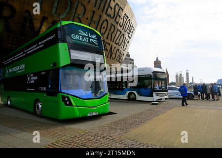 Buses at an event for promoting Hydrogen Powered Vehicles with zero ...