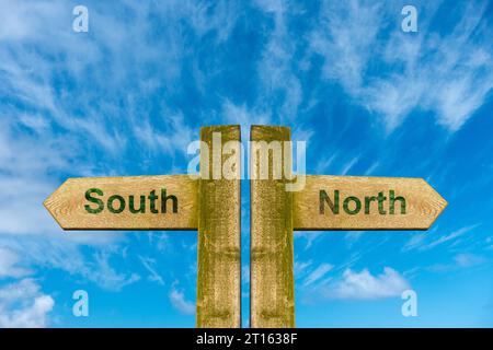 north south signs. Levelling up, north south divide concept...UK Stock ...