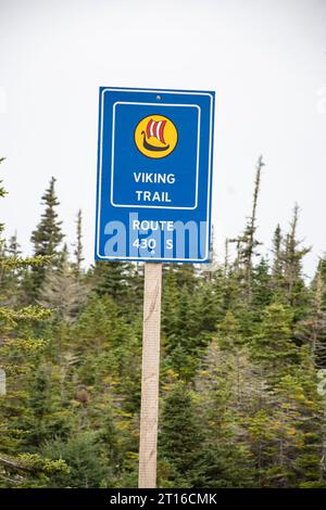 Viking Trail highway sign in St. Anthony, Newfoundland & Labrador ...