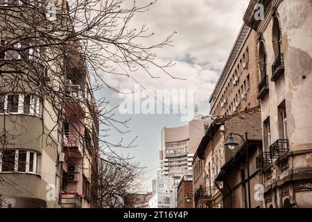Picture of the panorama of a typical street of bucharest, Romania with ...