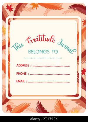 A vector cartoon illustration of a gratitude journal with an autumn ...