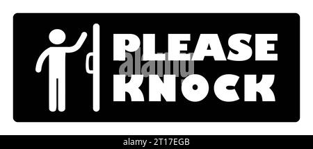 Please Knock door sign. Please Knock door sign on whit e background ...