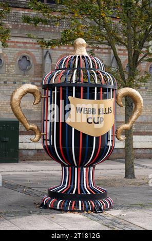 Webb Ellis Cup sculpture, Rugby, Warwickshire, England, UK Stock Photo ...