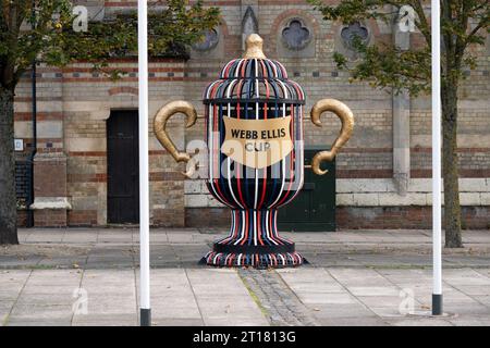 Webb Ellis Cup sculpture, Rugby, Warwickshire, England, UK Stock Photo ...