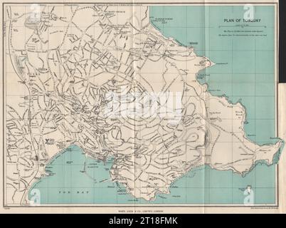 TORQUAY vintage town/city plan. Devon. WARD LOCK 1952 old vintage map ...