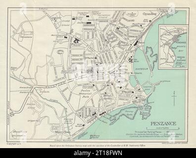 PENZANCE vintage tourist town city plan. Cornwall. WARD LOCK 1966 old ...