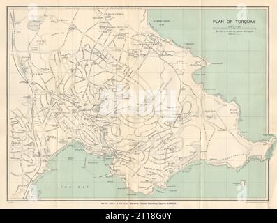 TORQUAY vintage tourist town city resort plan. Devon. WARD LOCK 1924 ...
