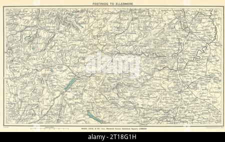 NORTH CENTRAL WALES. Ellesmere Bala Llangollen Wrexham Oswestry 1950 ...