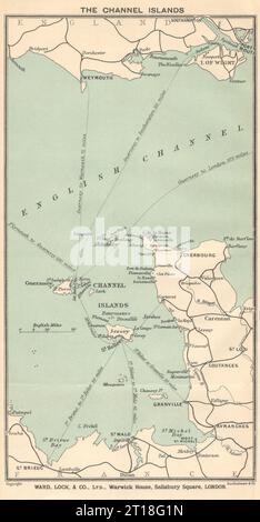 Ferry routes to the CHANNEL ISLANDS. Jersey Guernsey. WARD LOCK 1934 ...