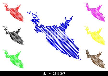 Lake Skadar (Republic of Albania, Montenegro) map vector illustration ...