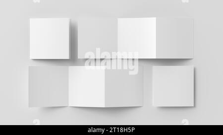 Square pages accordion or zigzag trifold brochure mockup on wooden ...