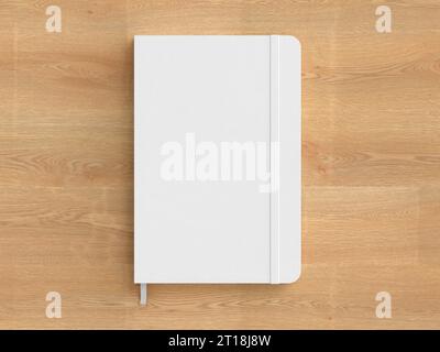 White cover notebook mockup on white background. Front and back view of ...
