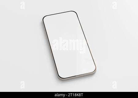 Business template, smartphone with blank white screen with floral ...