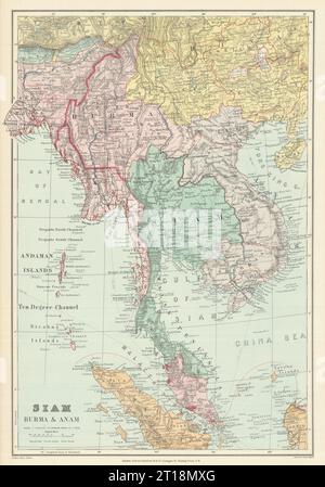 INDOCHINA Siam Thailand Burma Cambodia Anam Cochin China Anam 1892 old ...