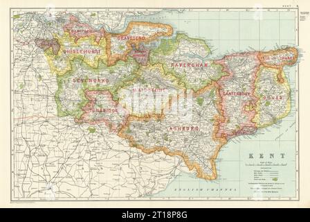 KENT. Showing Parliamentary divisions, boroughs & parks. BACON 1913 old ...