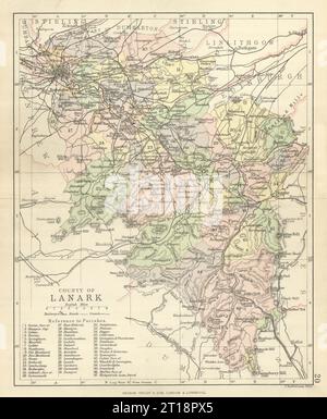 'County of Lanark'. Lanarkshire. Parishes. BARTHOLOMEW, 1891 antique ...