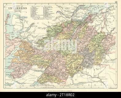 INVERNESS-SHIRE antique county map. Parishes. Scotland. LIZARS 1895 old ...