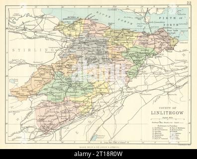 'County of Linlithgow'. Linlithgowshire. Parishes. BARTHOLOMEW 1886 old ...
